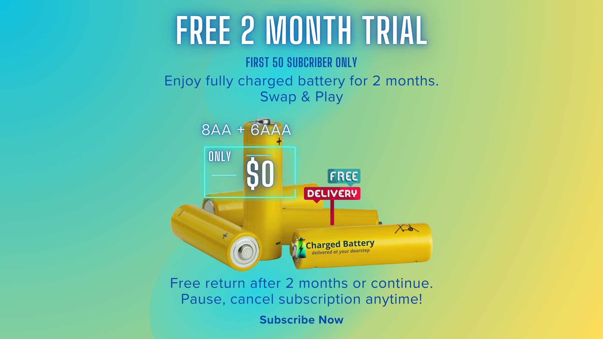 Charged Battery - fully charged battery delivered at your doorstep